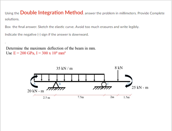 Solved Using the Double Integration Method. answer the | Chegg.com