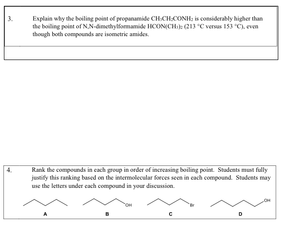 Solved 1. Which compound in each pair has the higher boiling | Chegg.com