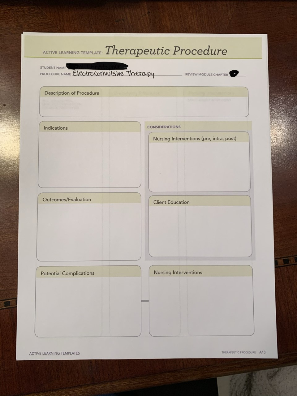 Solved ACTIVE LEARNING TEMPLATE: Therapeutic Procedure | Chegg.com