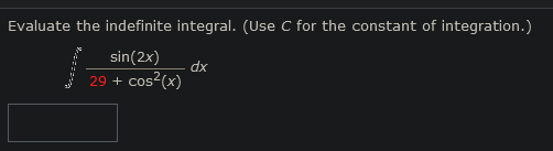 Solved Evaluate the indefinite integral. (Use C for the | Chegg.com
