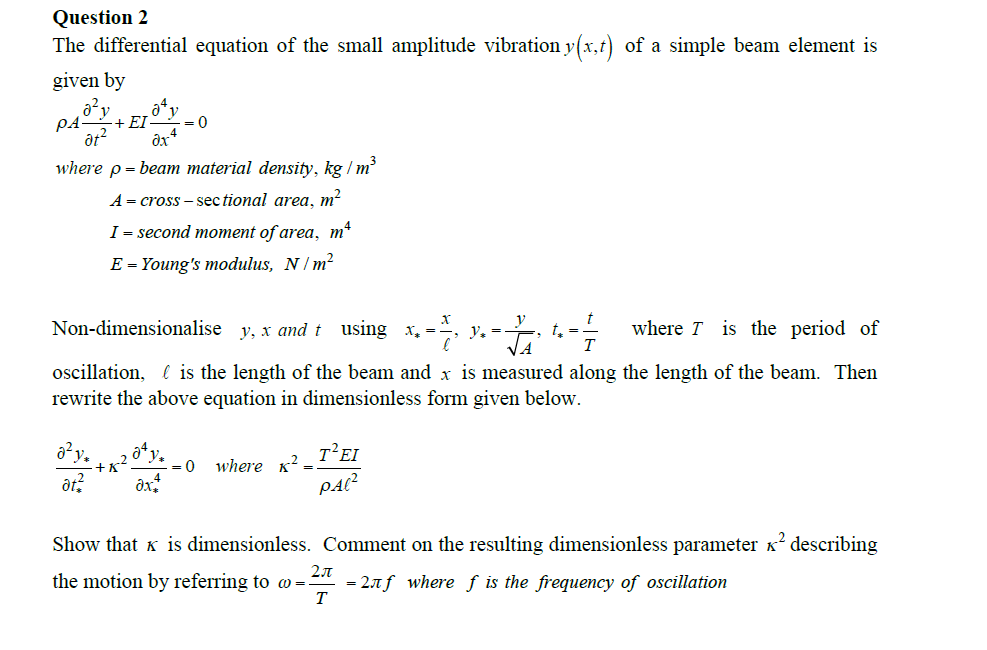 Solved Question 2 The differential equation of the small | Chegg.com