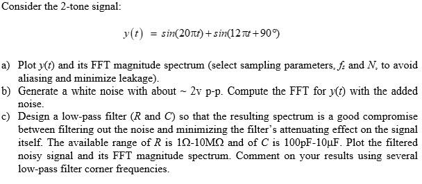 Consider the 2-tone signal: | Chegg.com