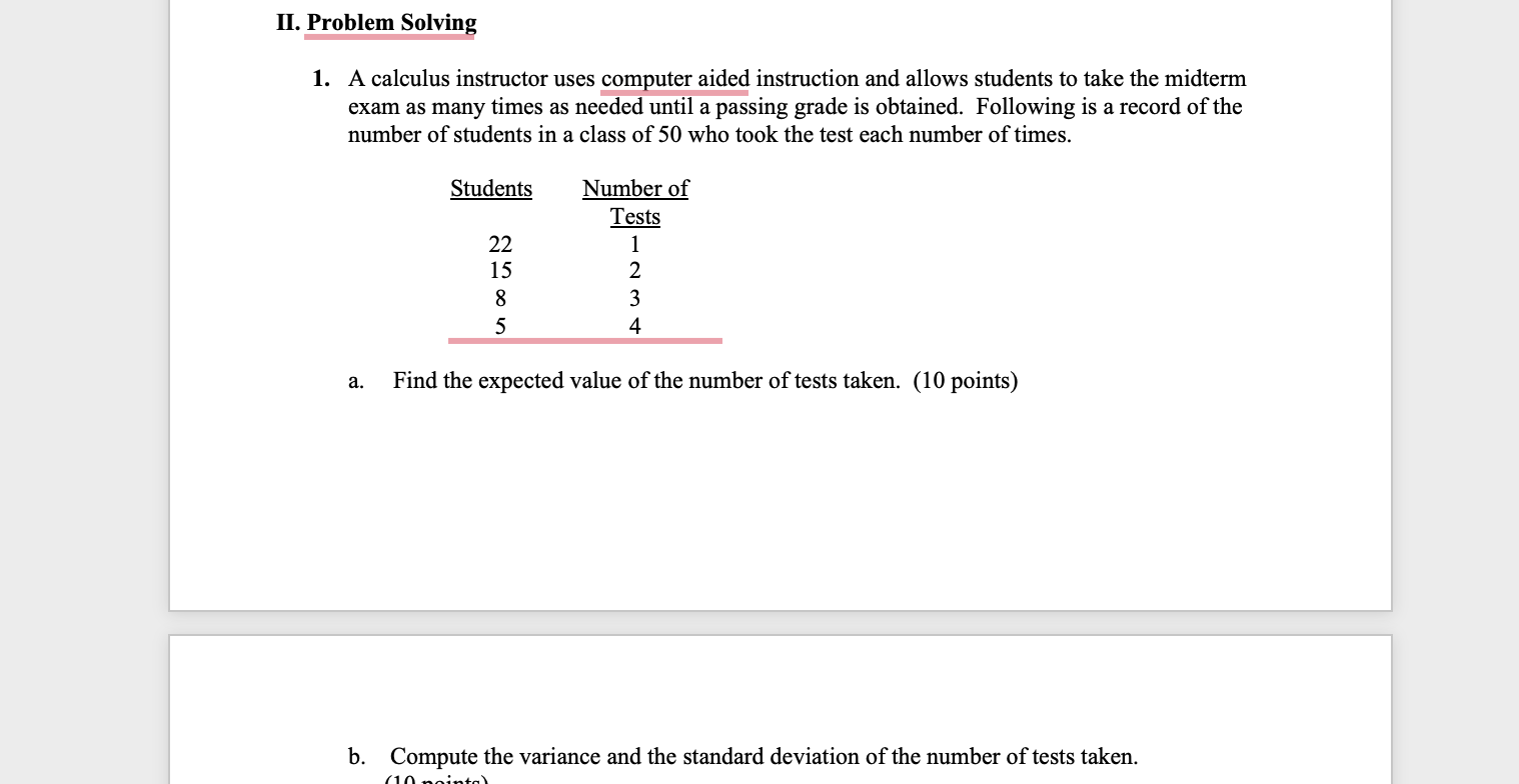 Solved 1. A calculus instructor uses computer aided | Chegg.com