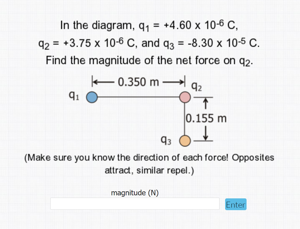 Solved In the diagram, q1 = 4.60x10-6 C, q2 = +3.75x10-6 C , | Chegg.com Solved In the diagram, q1 = 4.60x10-6 C, q2 = +3.75x10-6 C , | Chegg.com