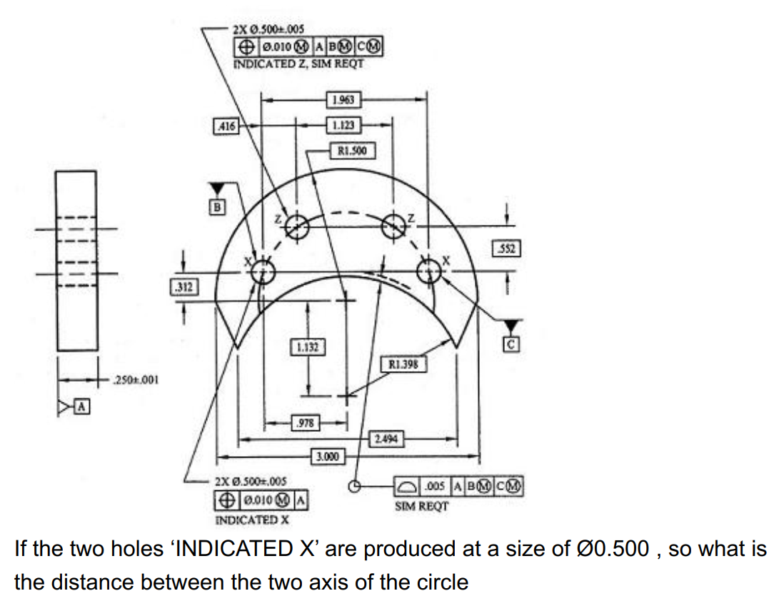 Solved 2x 0.500.005 0.010 ABC INDICATED Z, SIM REQT 1.963 | Chegg.com