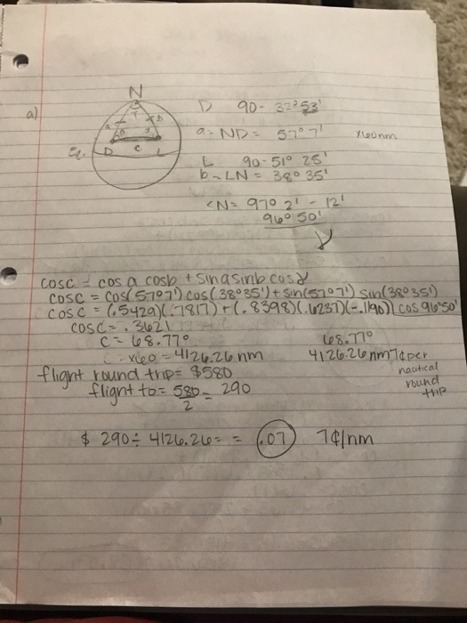 Hi! I’m working on a great circle distance problem. I | Chegg.com