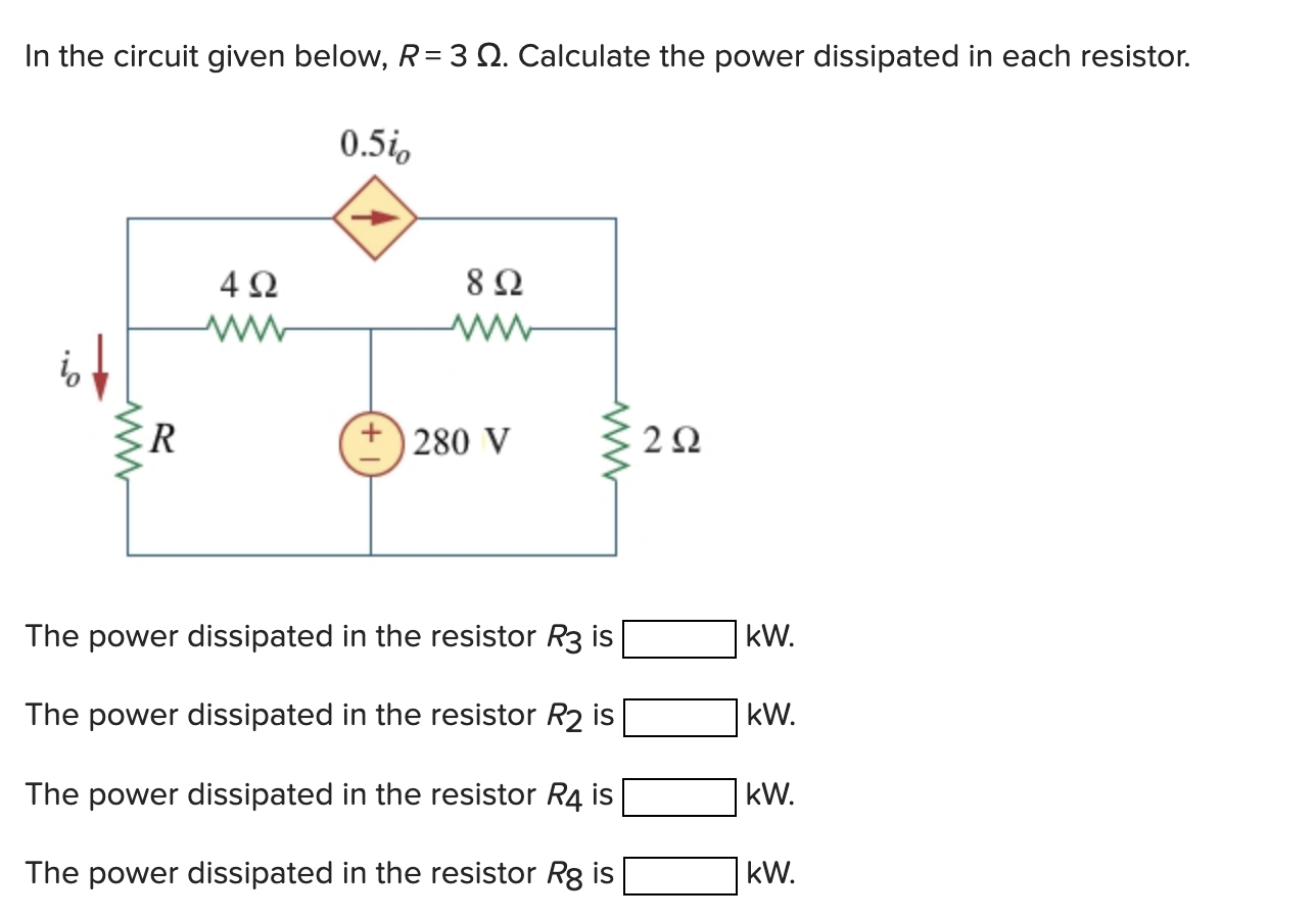 Solved In the circuit given below, R=3Ω. Calculate the power | Chegg.com