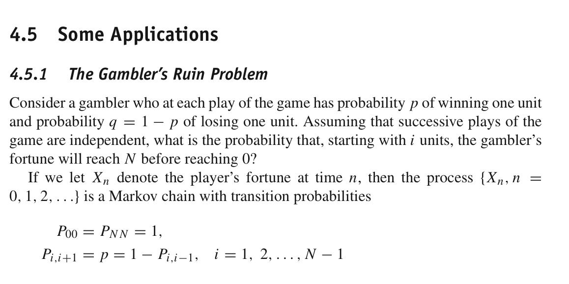 Solved Problem 3 (Gambler's ruin problem) We recall the | Chegg.com