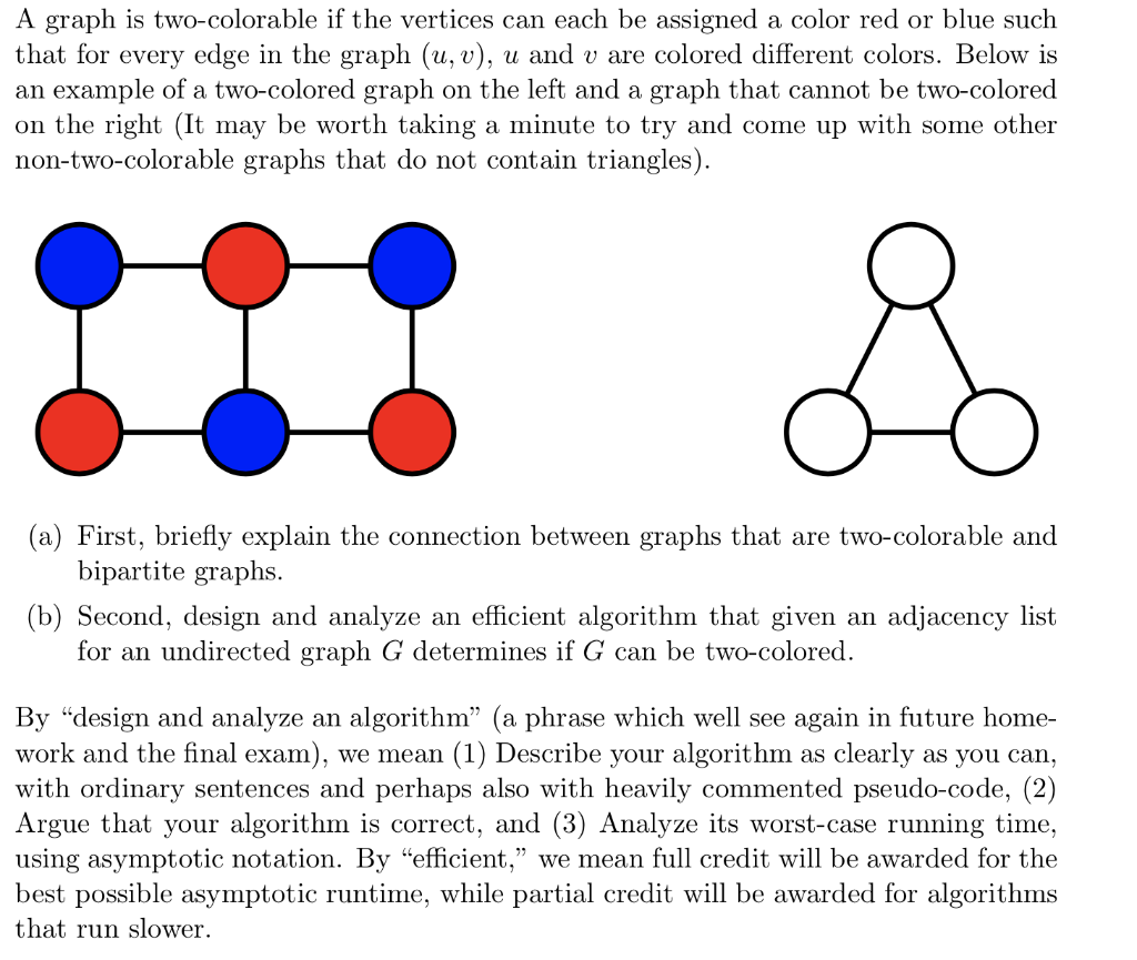 A graph is two-colorable if the vertices can each be | Chegg.com