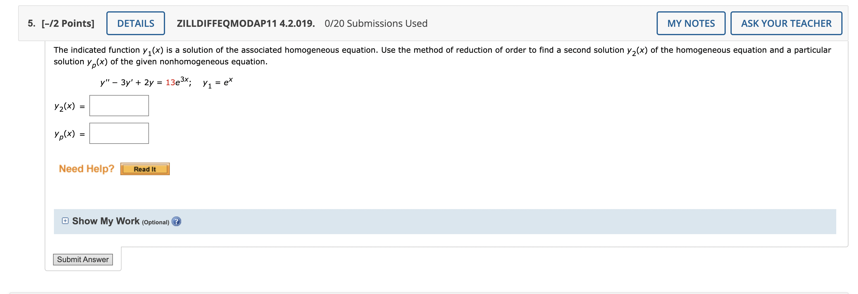 Solved solution yp(x) of the given nonhomogeneous equation. | Chegg.com