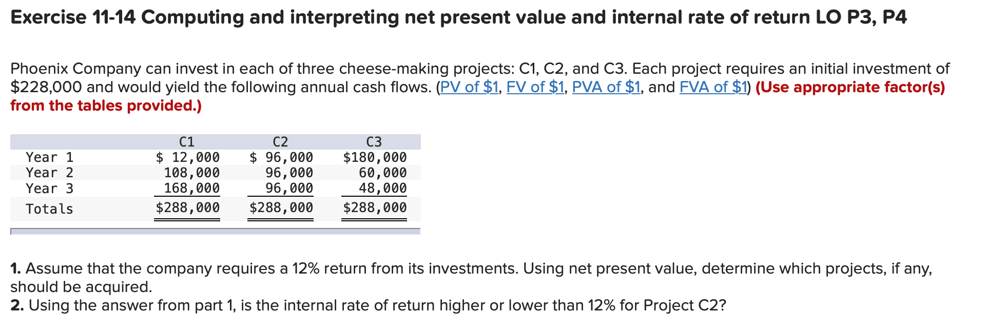 Solved Exercise 11-14 Computing and interpreting net present | Chegg.com