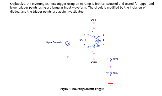 Solved Objective: An inverting Schmitt trigger using an | Chegg.com