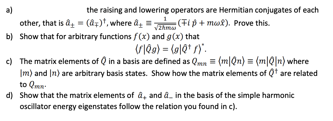 Solved 1 v2hma a) the raising and lowering operators are | Chegg.com