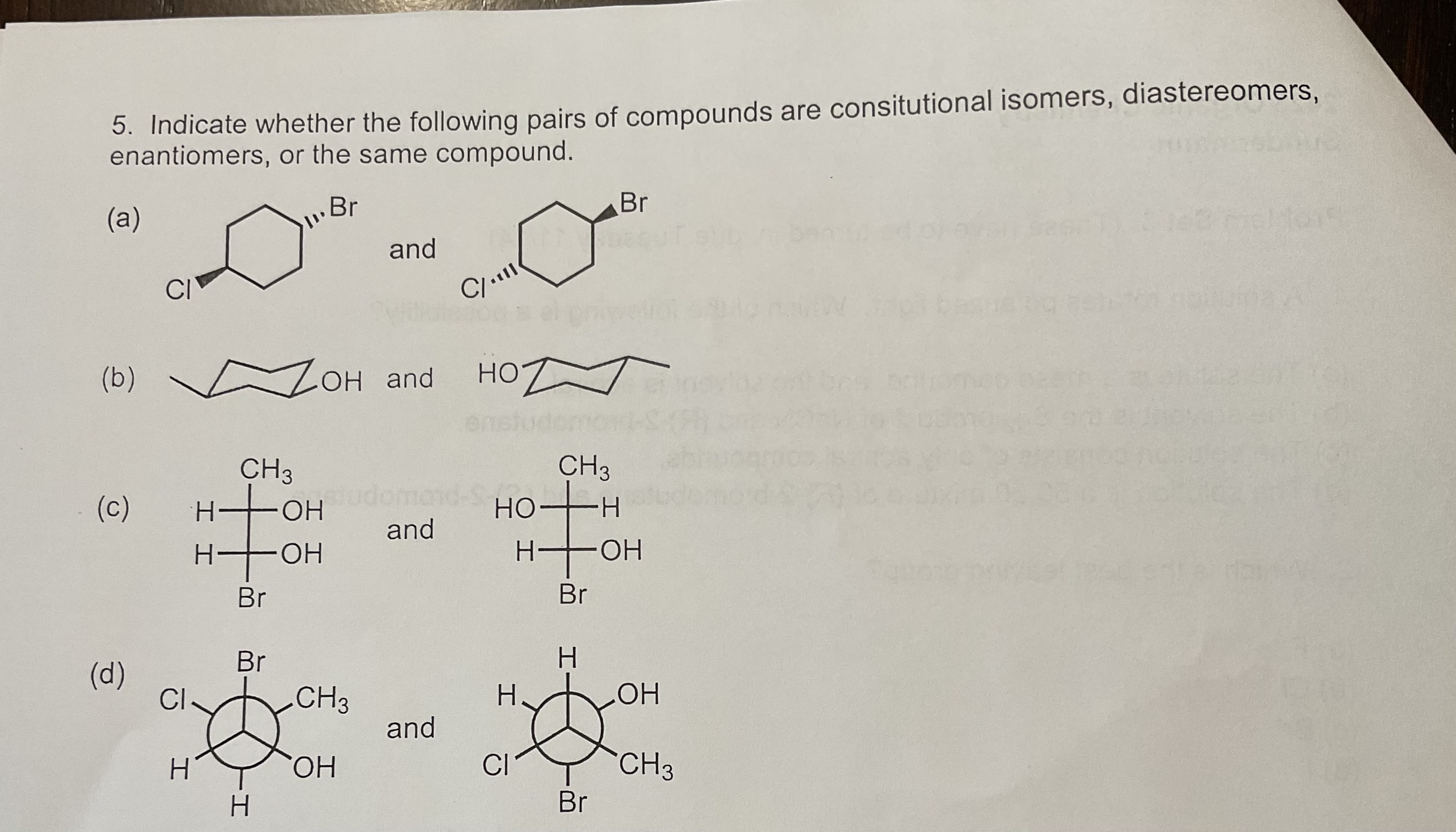 Solved Indicate whether the following pairs of compounds are | Chegg.com