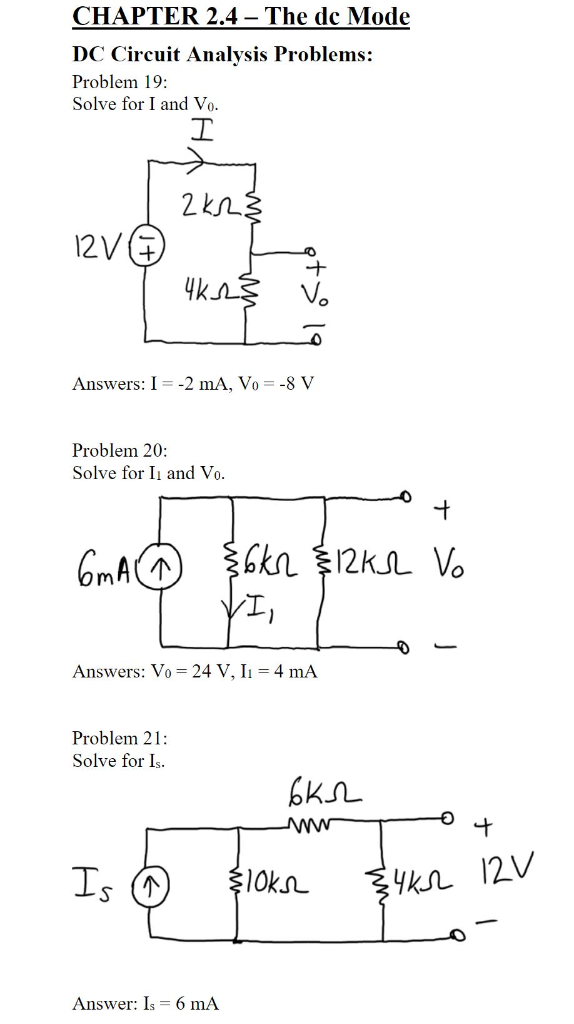 Solved CHAPTER 2.4- The dc Mode DC Circuit Analysis | Chegg.com