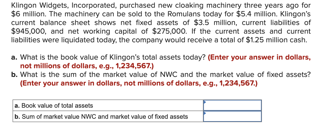 Solved Klingon Widgets, Incorporated, purchased new cloaking | Chegg.com