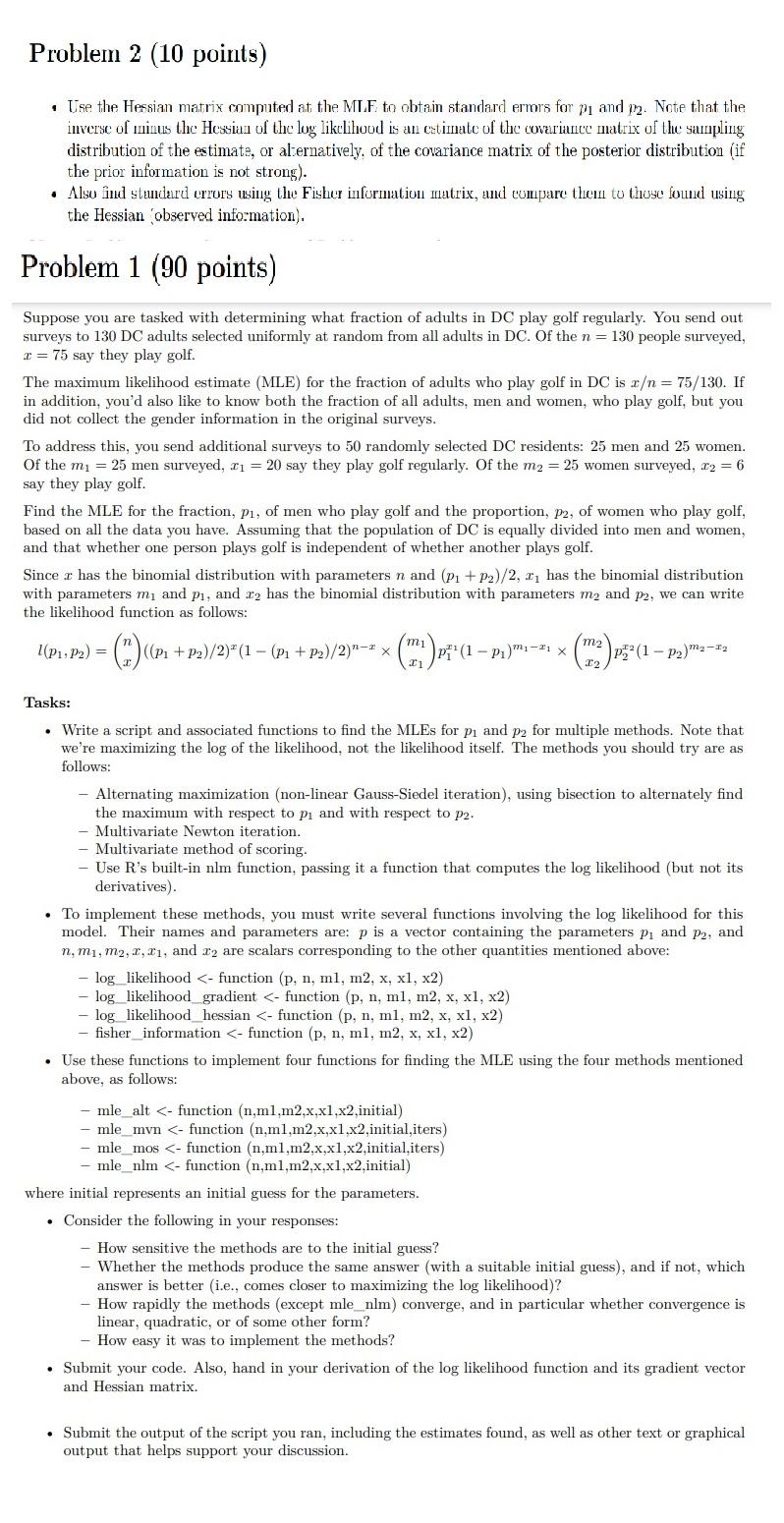 Please Answer Problem 2 (problem 1 is included as | Chegg.com