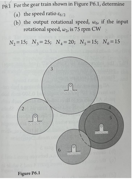 Solved P6.1 For the gear train shown in Figure P6.1, | Chegg.com