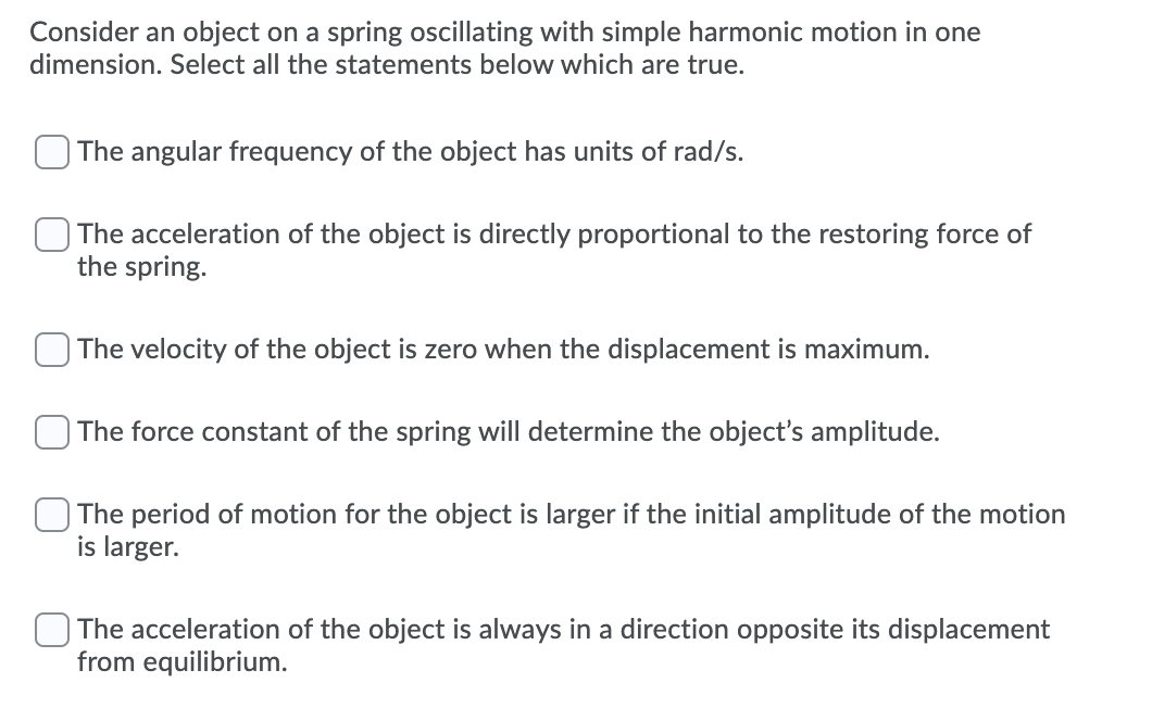 Solved Consider an object on a spring oscillating with | Chegg.com