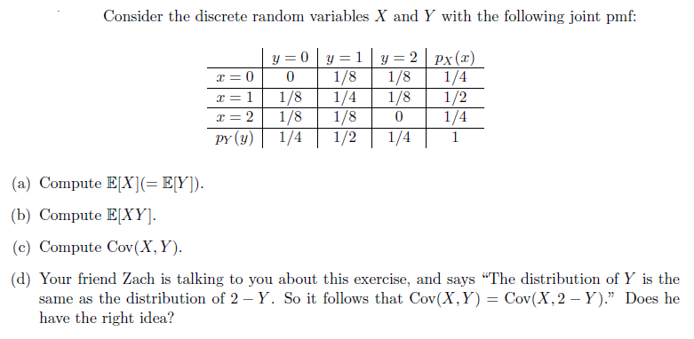 Solved Consider the discrete random variables X and Y with | Chegg.com Solved Consider the discrete random variables X and Y with | Chegg.com