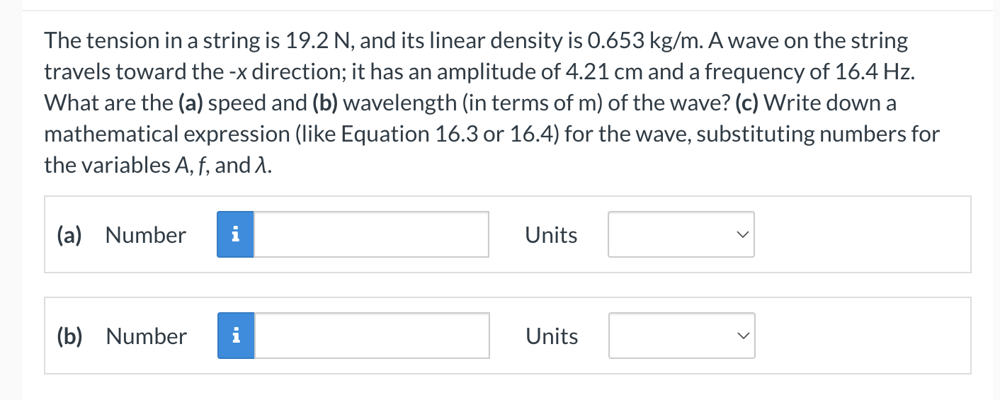Solved The tension in a string is 19.2 N, and its linear | Chegg.com