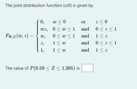 Solved The joint distribution function (cdf) is given by | Chegg.com