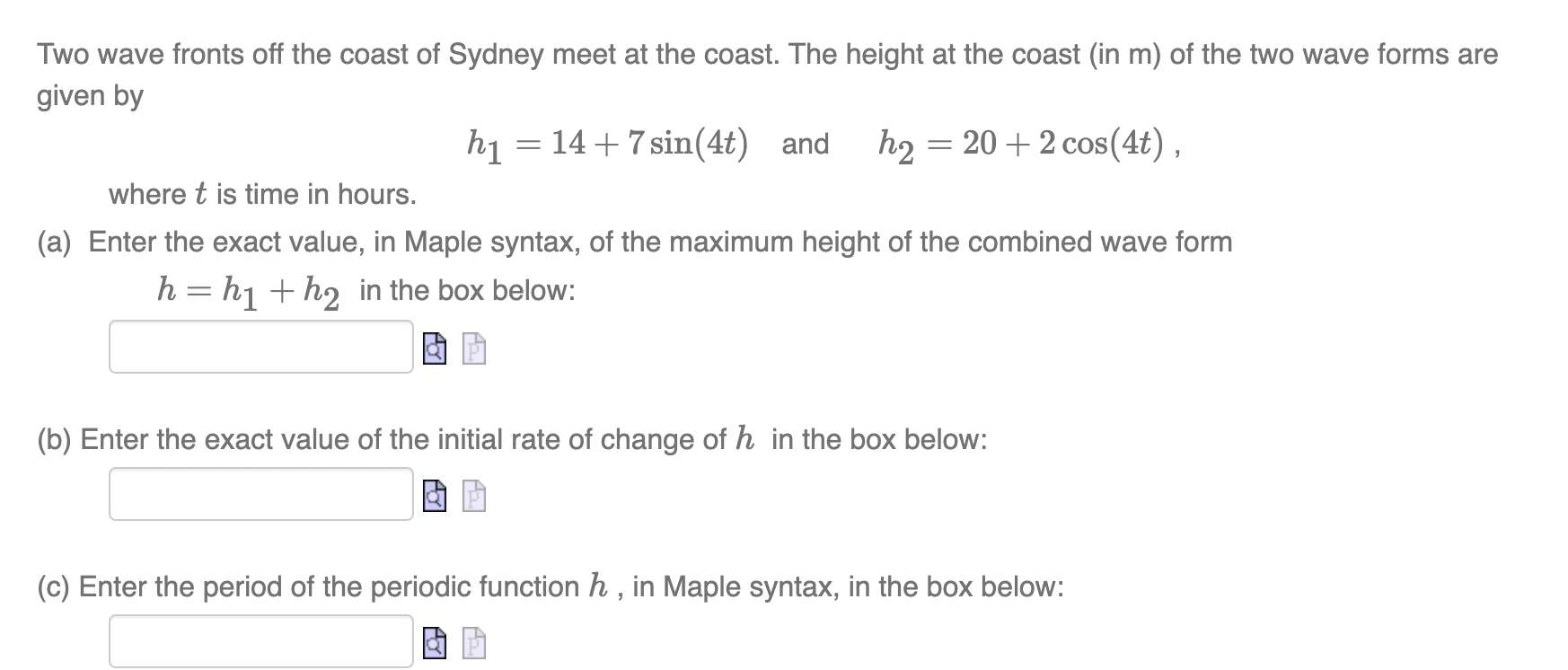 Solved Two wave fronts off the coast of Sydney meet at the | Chegg.com