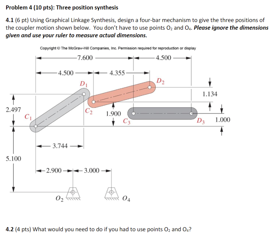 Solved Problem 4 (10 pts): Three position synthesis 4.1 (6 | Chegg.com