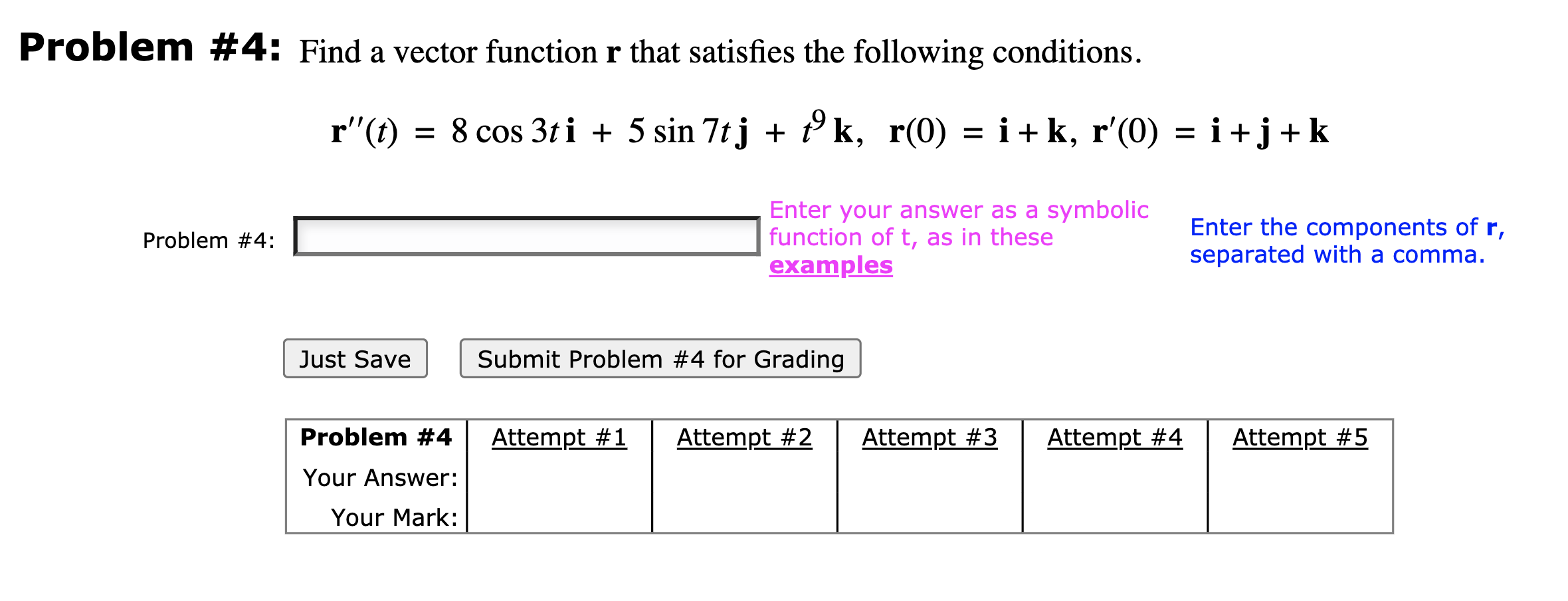 Solved Problem #4: Find a vector function r that satisfies | Chegg.com