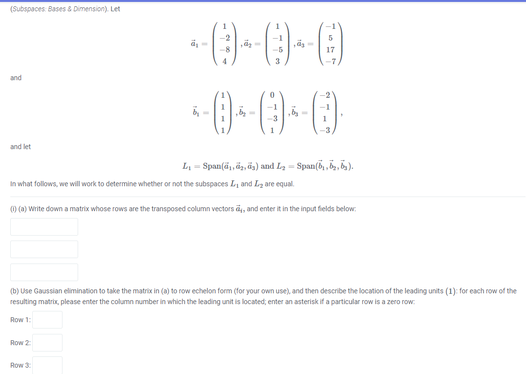 Solved (Subspaces: Bases \& Dimension). Let | Chegg.com
