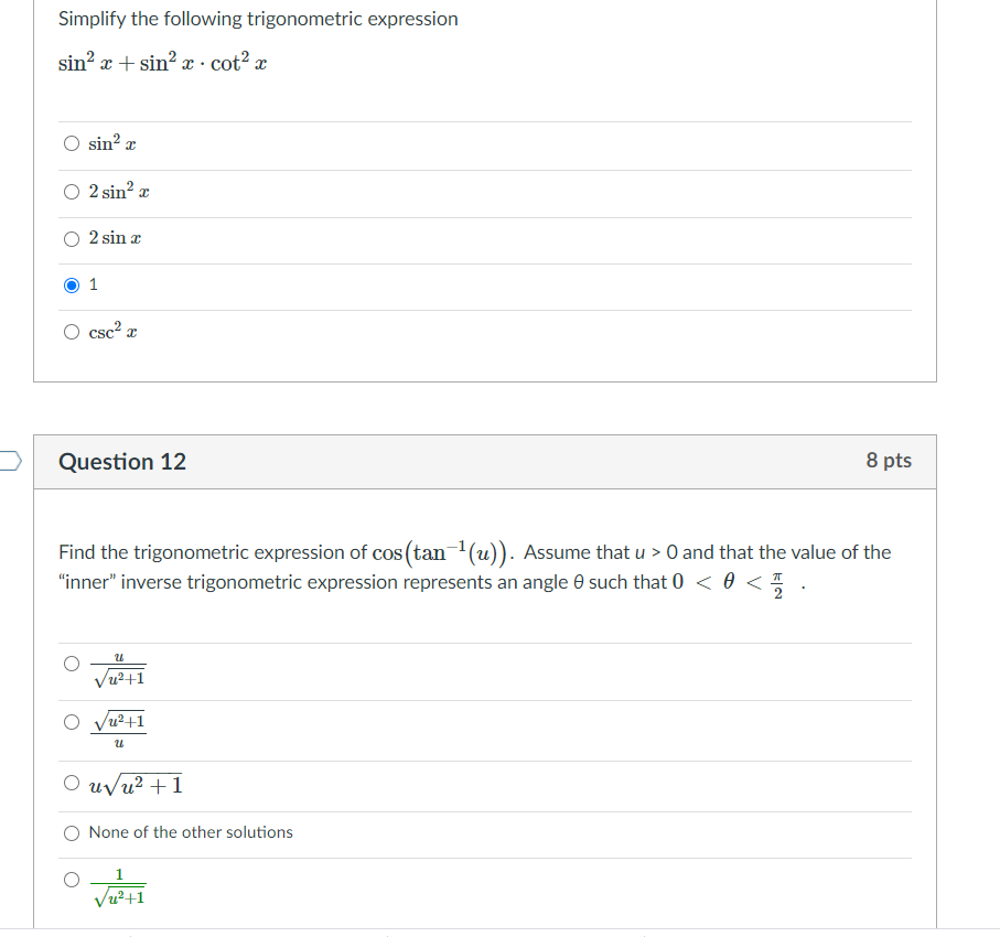 Solved Simplify the following trigonometric expression sinº | Chegg.com