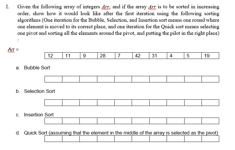 Solved I Given The Following Array Of Integers Arr And If 9726