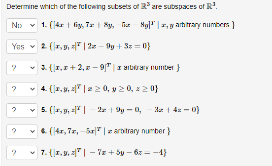 Solved Determine which of the following subsets of R3 are | Chegg.com