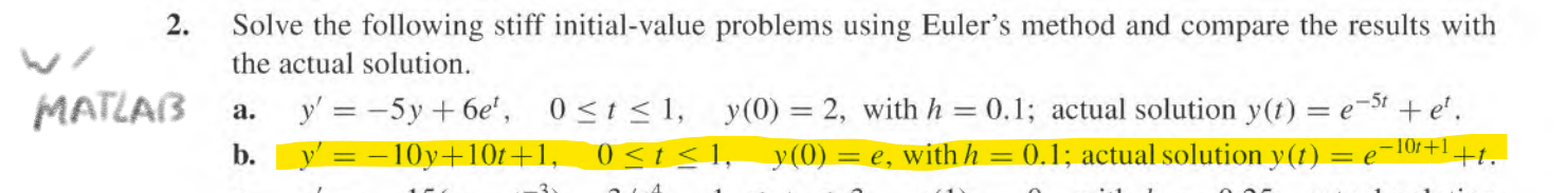 2. Solve the following stiff initial-value problems | Chegg.com