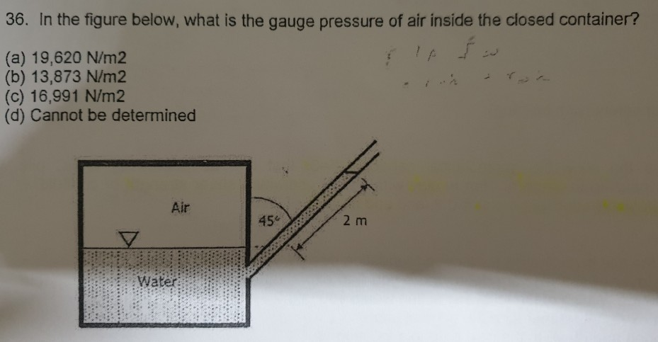 Solved 36. In the figure below, what is the gauge pressure | Chegg.com