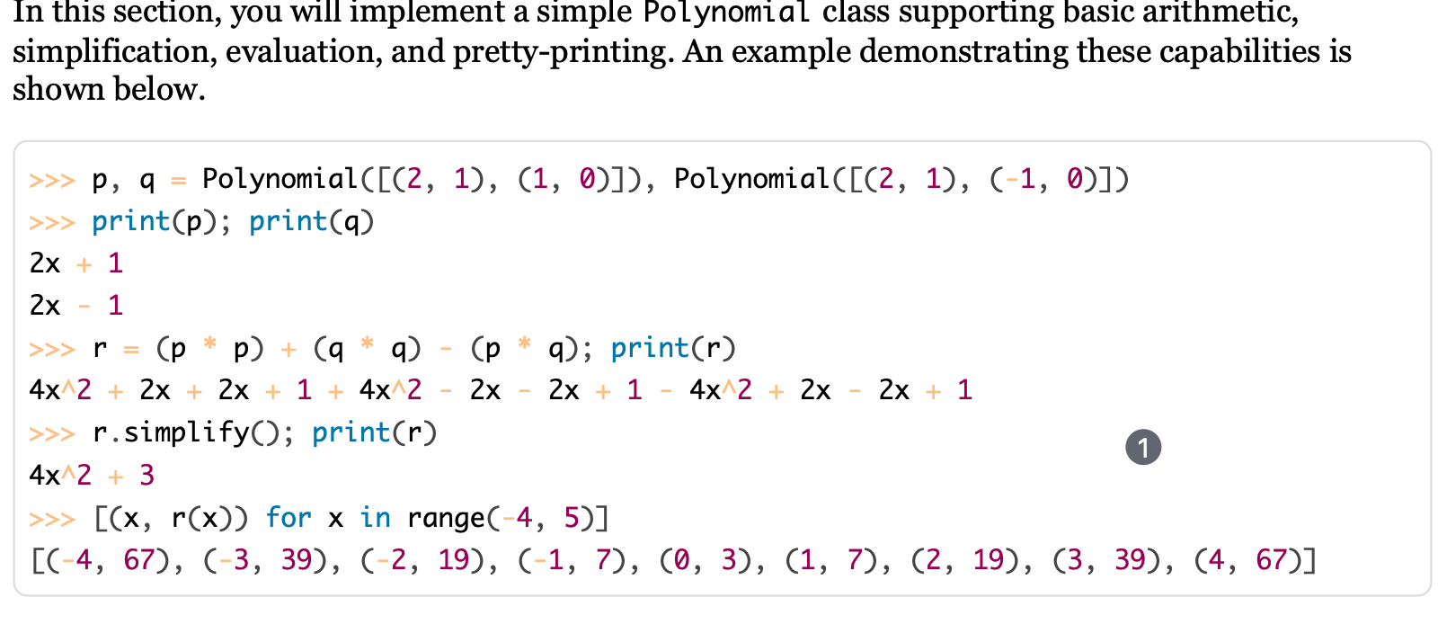 Solved In this section, you will implement a simple | Chegg.com