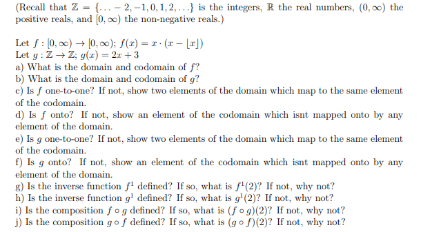 Solved (Recall that Z={…−2,−1,0,1,2,…} is the integers, R | Chegg.com