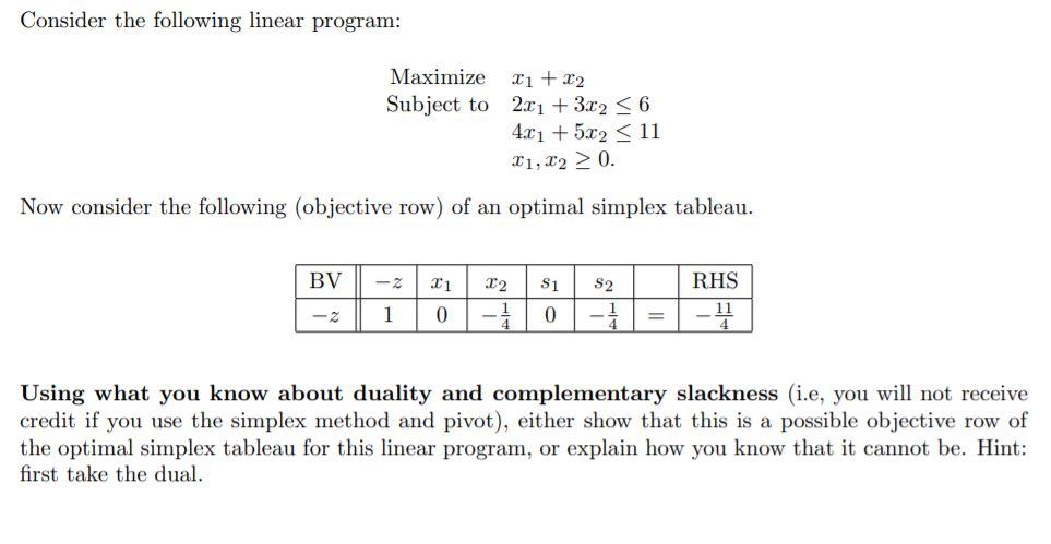 Solved Consider the following linear program: Maximize 21 | Chegg.com