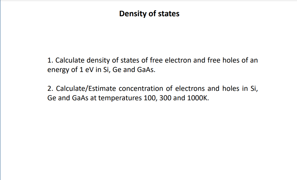Solved Density of states 1. Calculate density of states of | Chegg.com