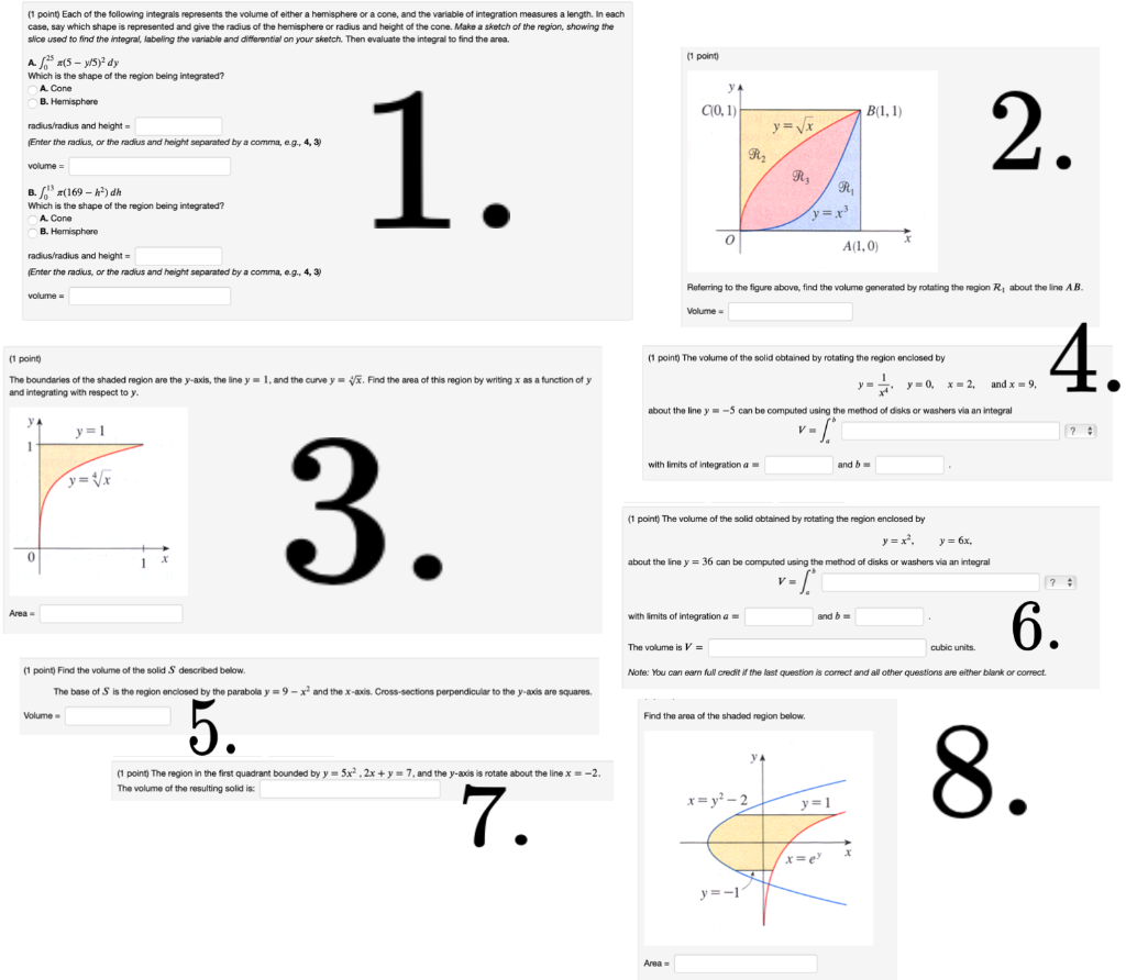 Solved (1 point) Each of the following integrals represents | Chegg.com