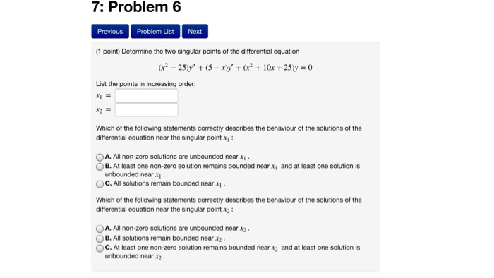 Solved 7: Problem 6 Problem List Previous Next (1 point) | Chegg.com