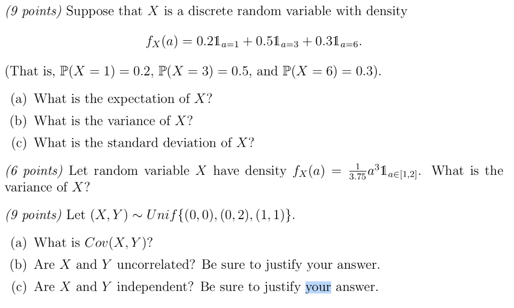Solved (9 points) Suppose that X is a discrete random | Chegg.com