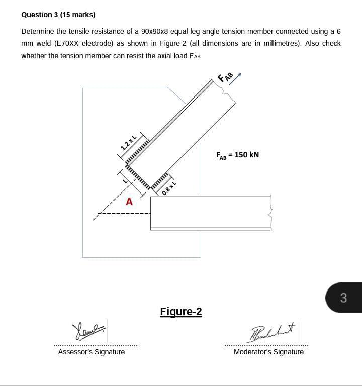 Solved Question 3 (15 marks) Determine the tensile | Chegg.com