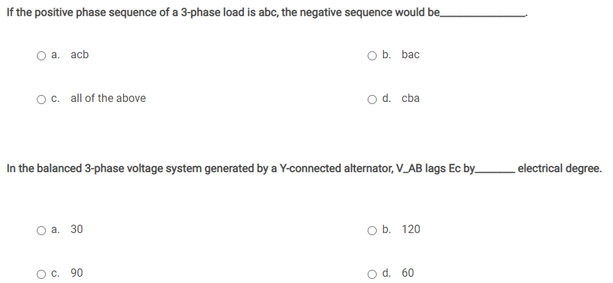Solved If the positive phase sequence of a 3-phase load is | Chegg.com