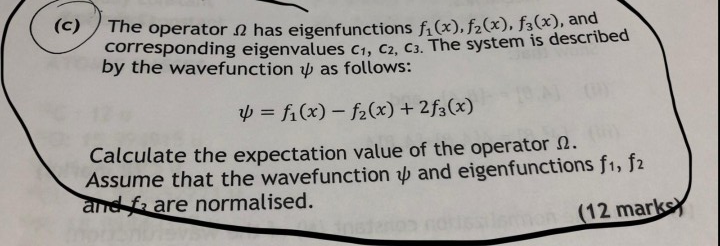 Solved (c) The operator Ω has eigenfunctions fi (x),f2(x), | Chegg.com