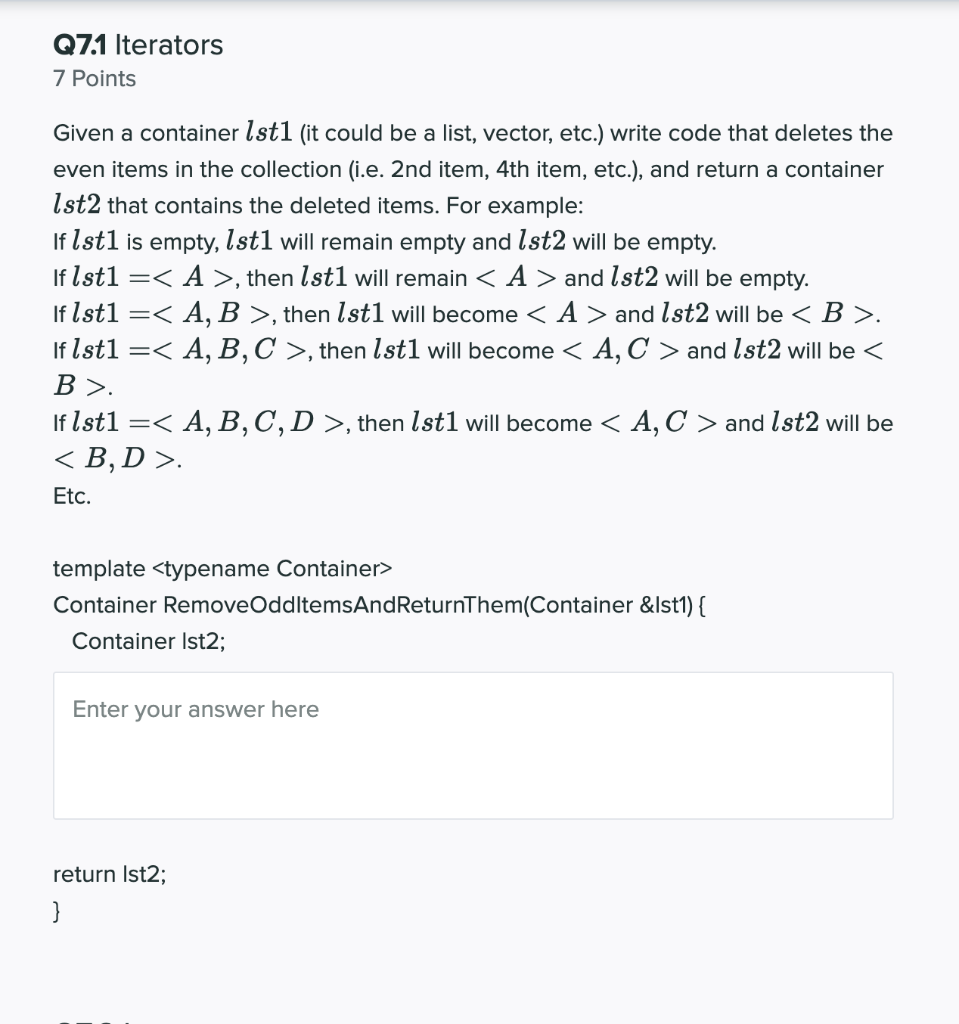 Solved Q71 Iterators 7 Points Given A Container Ist1 It 