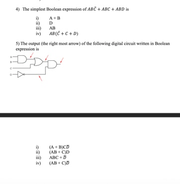Solved 4) The simplest Boolean expression of ABC + ABC + ABD | Chegg.com