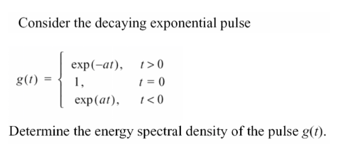 Solved Consider the decaying exponential pulse | Chegg.com
