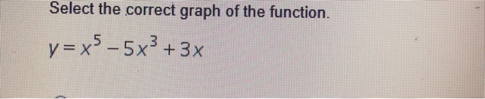 Solved Select the correct graph of the function. y x-5x3+3x | Chegg.com