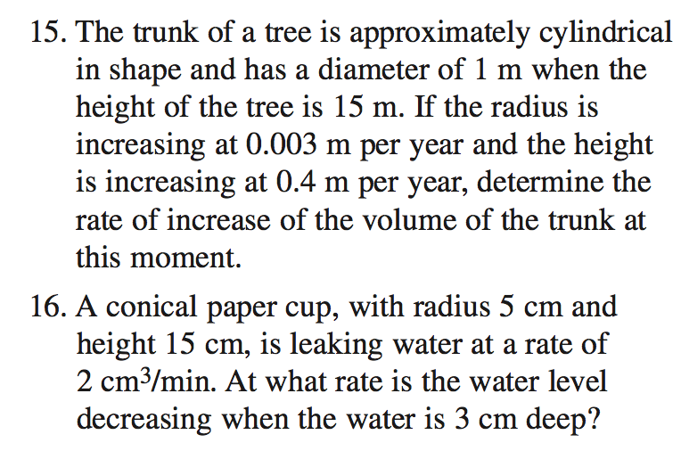 Solved 15. The trunk of a tree is approximately cylindrical | Chegg.com